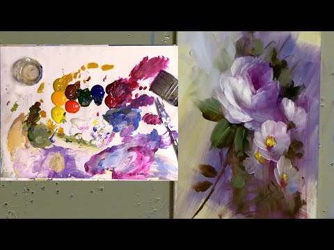 Painting A Soft Rose and Blossoms with Acrylics