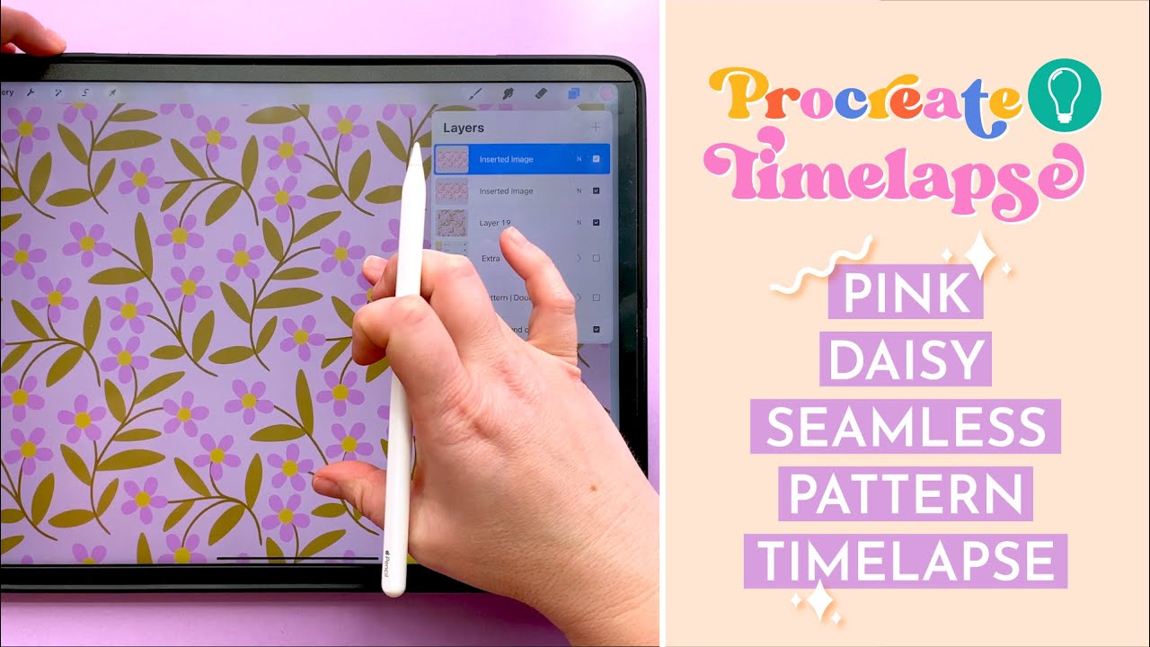 Procreate Time Lapse: Quick Pink Daisy Pattern