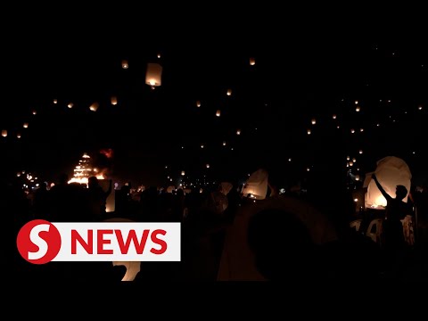 Floating lanterns released in the sky to celebrate 'Festival of Lights' in Thailand