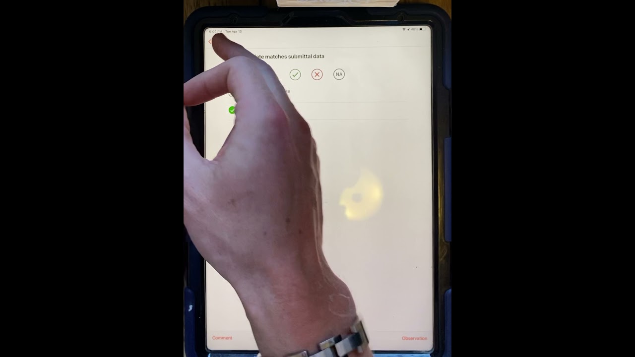 PFCs Using Procore Inspection Tool   iPad