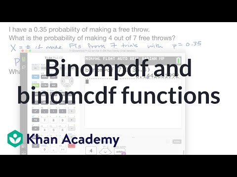 Binompdf and binomcdf functions | Random variables | AP Statistics | Khan Academy