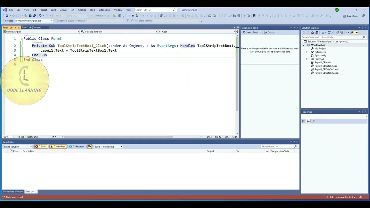 VB.NET | ToolStrip 'Textbox' | CodeLearning