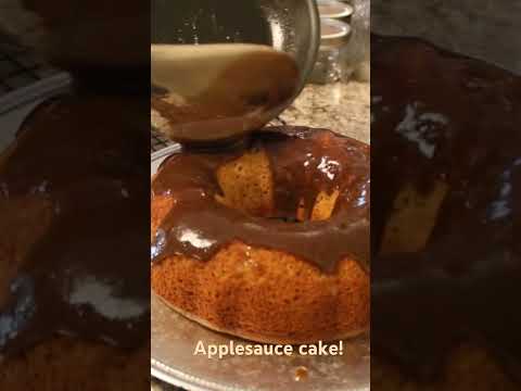 Applesauce cake with butter, brown sugar and cinnamon drizzle.