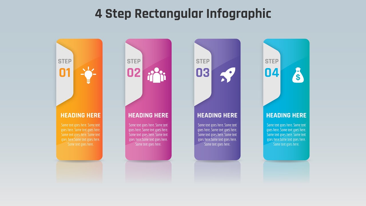 4.Adobe Illustrator Graphic Design Tutorial- 4 Step Rectangular Infographic | Step By Step Process