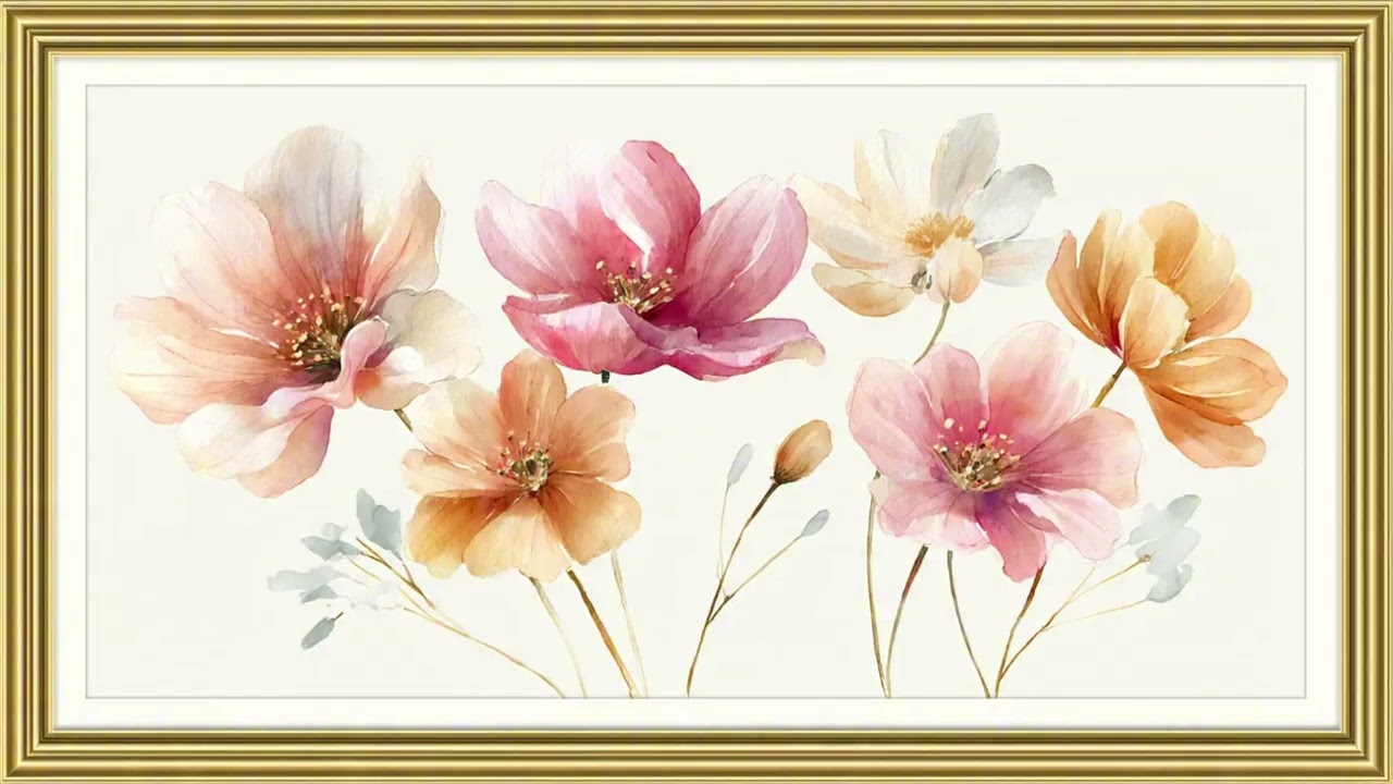 Minimalist Watercolor Floral Set | Elegant Botanical Frame Art (4K)