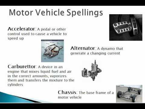 Motor Vehicle Vocabulary