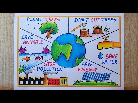Earth Day drawing| World Earth Day Poster drawing| Save earth poster drawing| Save Environment