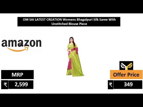 OM SAI LATEST CREATION Womens Bhagalpuri Silk Saree With Unstitched Blouse Piece