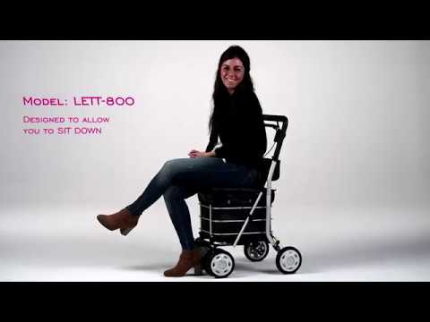 Carlett Lett800 Deluxe Walk & Rest Shopping Trolley with Seat, Backrest, Park Brake and Safety Brake