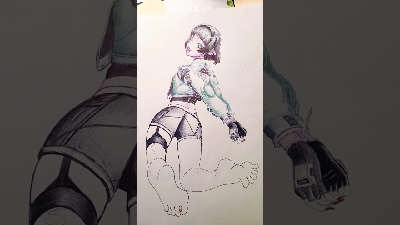 Ballpen drawing Jane Doe Zendless Zone Zero ziptied trapped tickled barefeet bondage soles ticklish