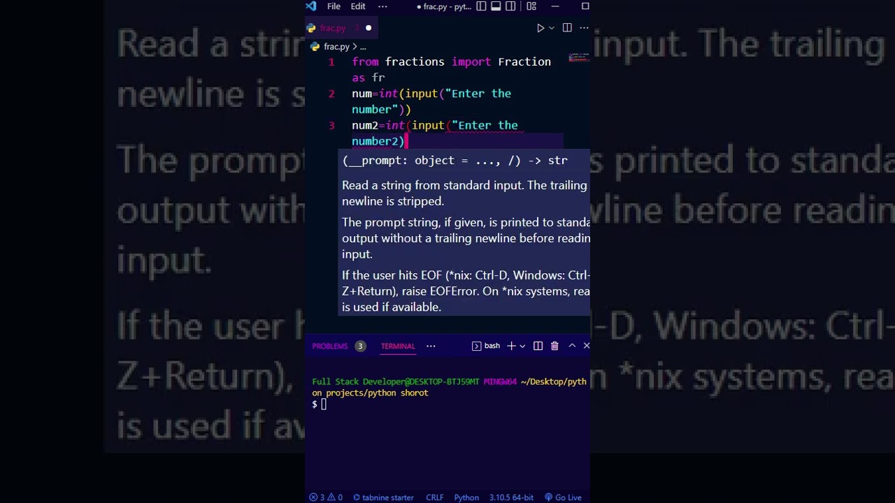 #51 Fraction module   | python tip and tricks #short