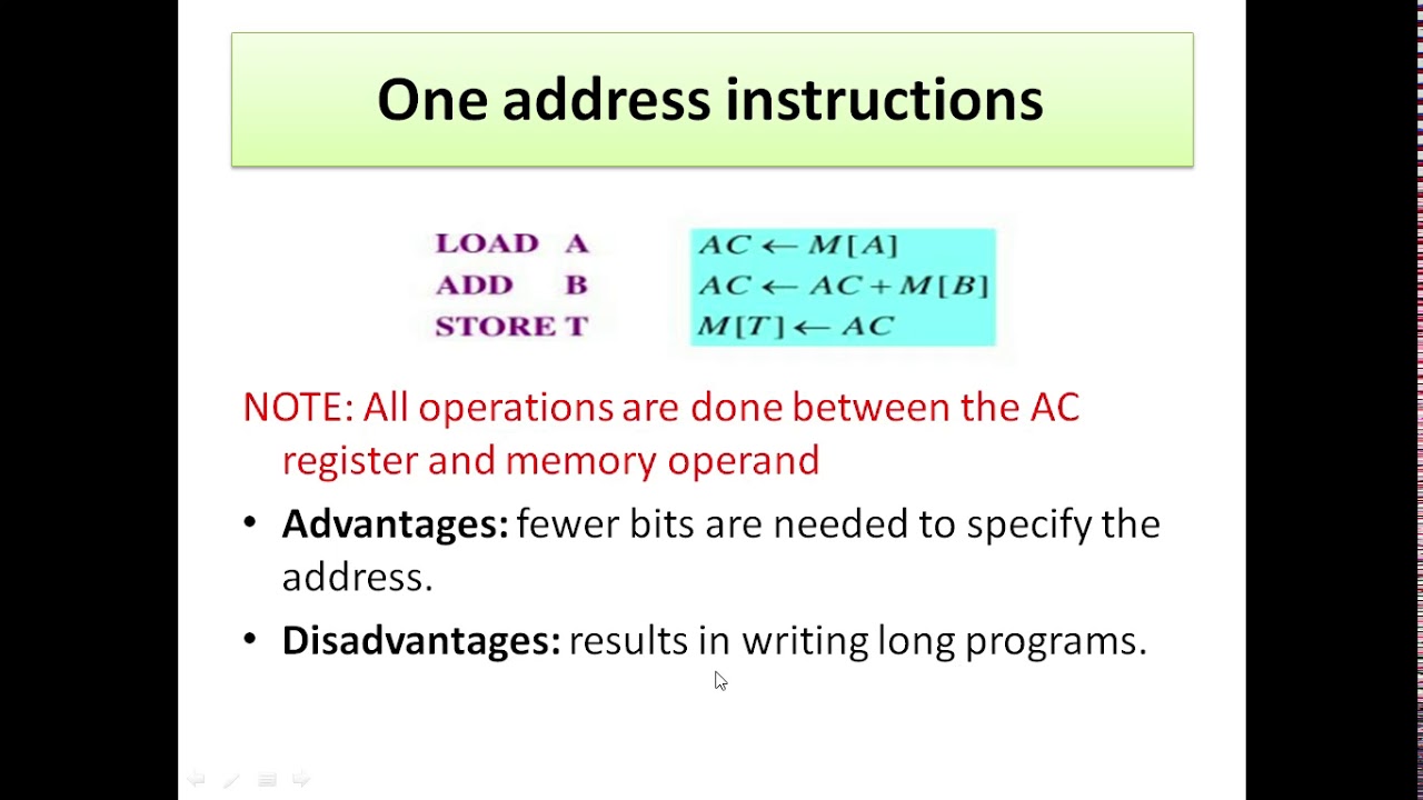 CAHM class 4| instruction format : one and two instruction address