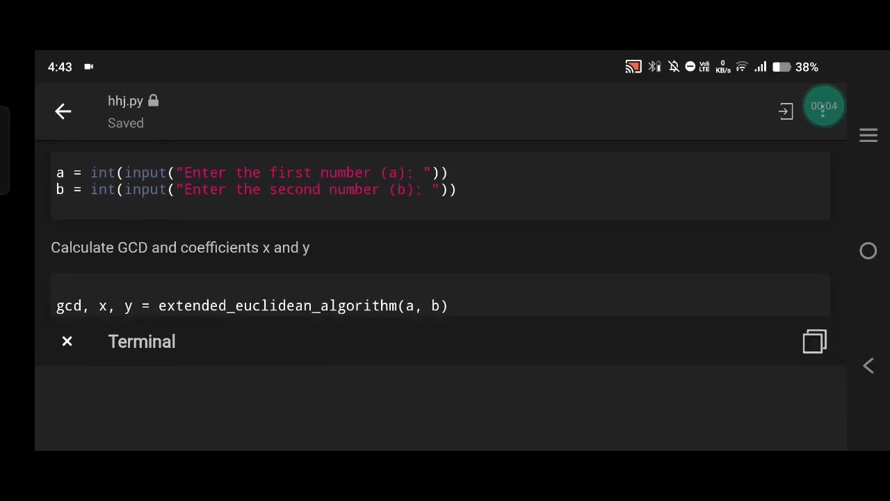 Python Program for Extended Euclidean Algorithm | GCD and Coefficients Calculation