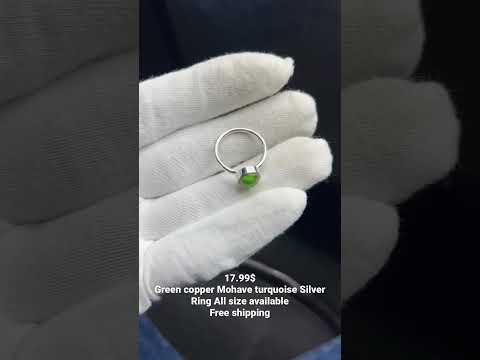 Natural green copper Mohave turquoise gemstone ring #ring #silverring #gemstonering