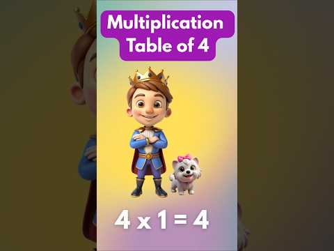 Multiplication table of 4, Learn Times table of Four in seconds #kidslearning