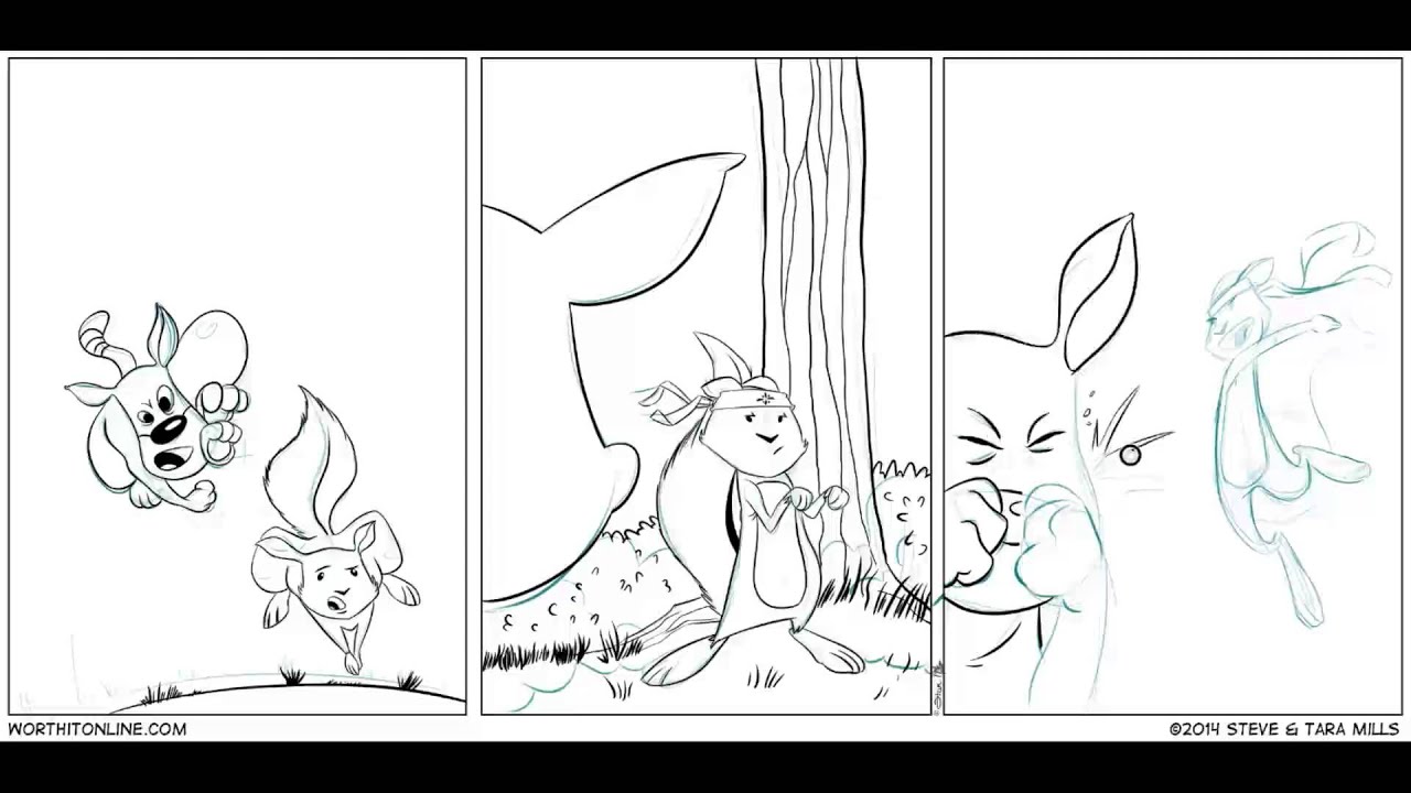 Drawing a comic strip in Photoshop.