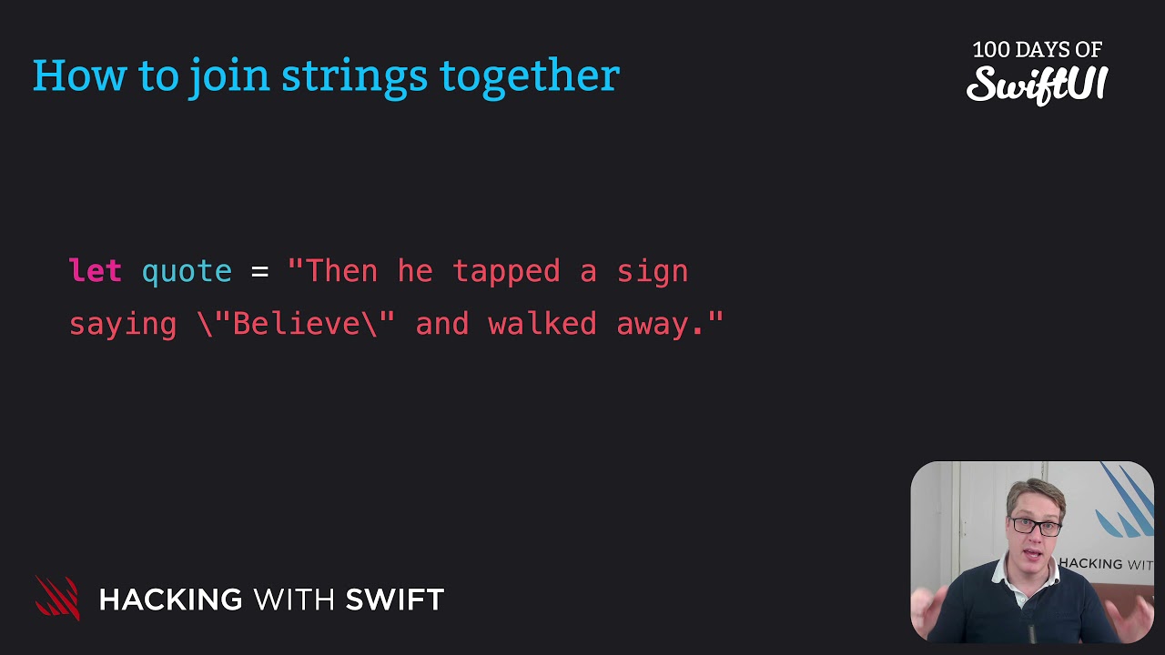 How to join strings together – Swift for Complete Beginners