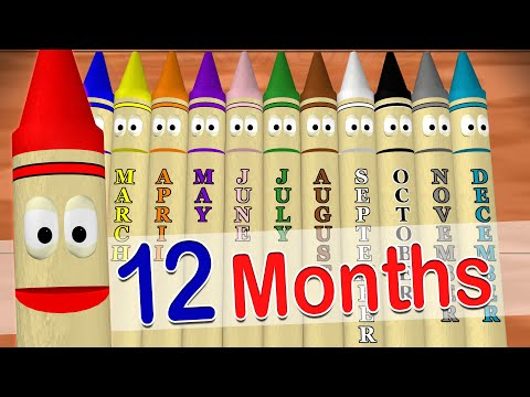 Months of the Year Crayons | 12 Months of Year for Kids | Learn the Months
