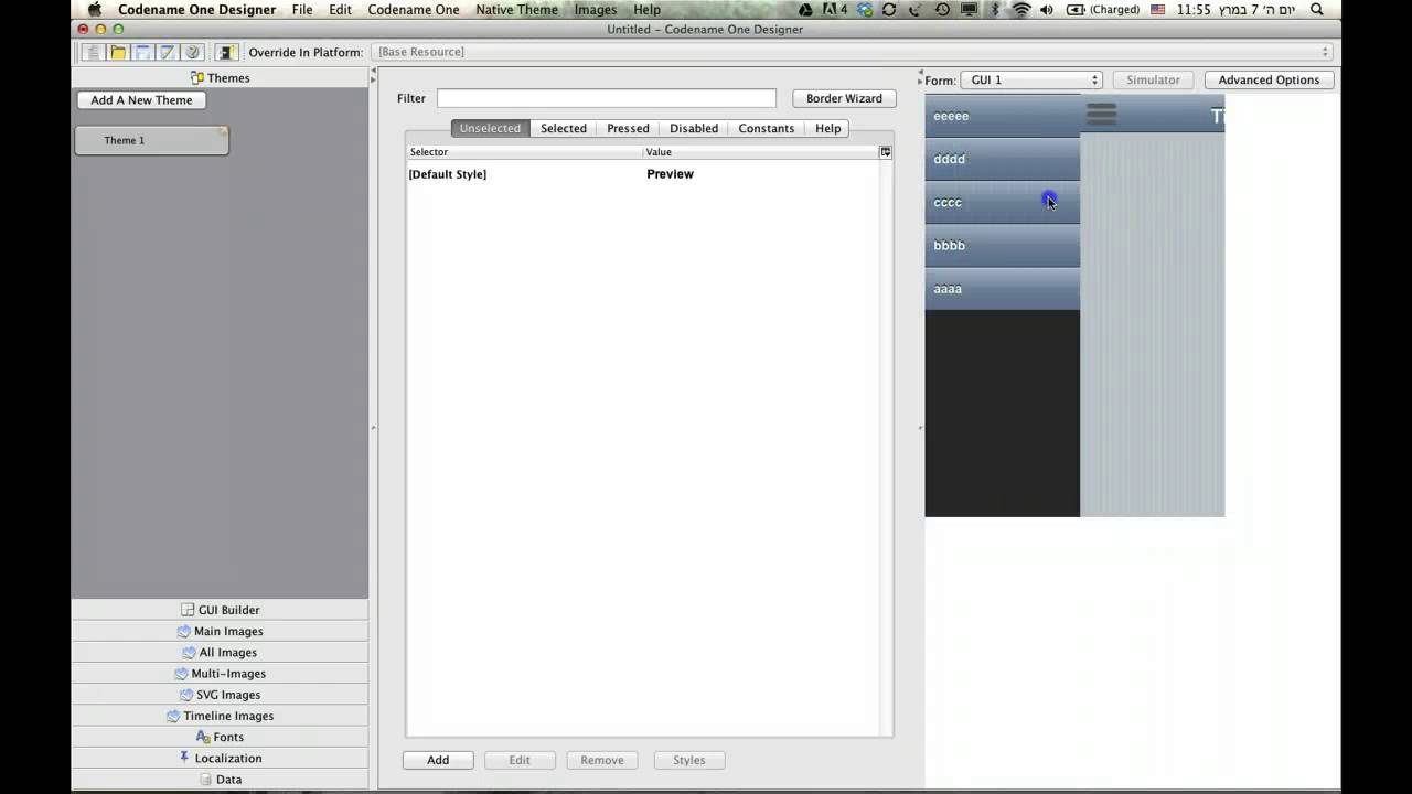 Codename One Hamburger Sidemenu Tutorial