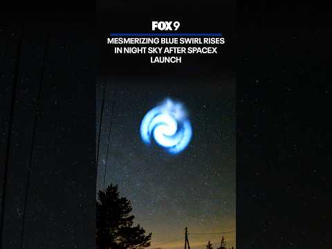 Mesmerizing blue swirl rises in night sky after SpaceX launch