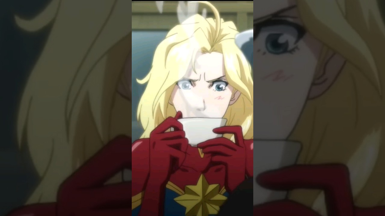 Captain Marvel depowered and de-aged by coffee #marvel #anime #avengers #deadpool #captainmarvel