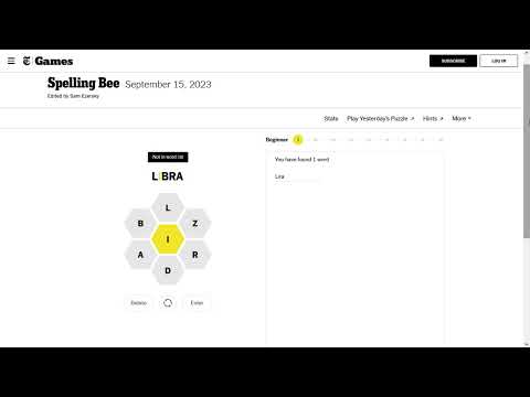Spelling Bee - The New York Times - Games - September 15, 2023