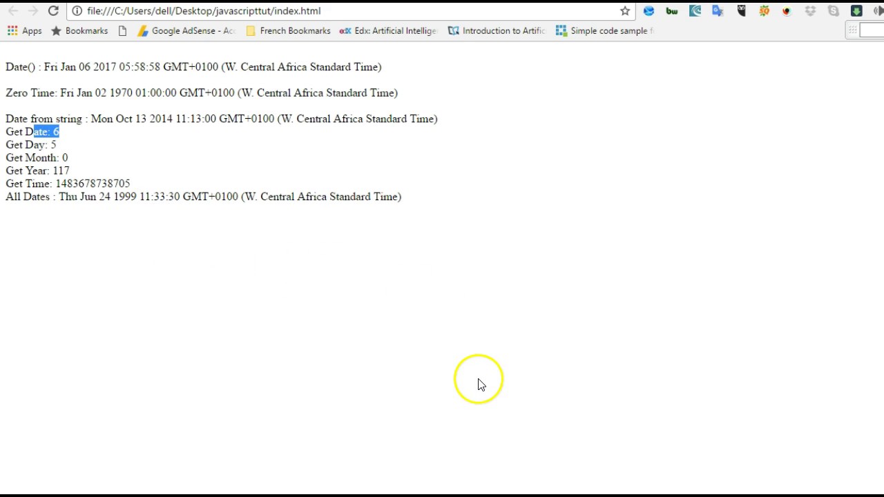 Javascript Tutorial - 29 - Date Object