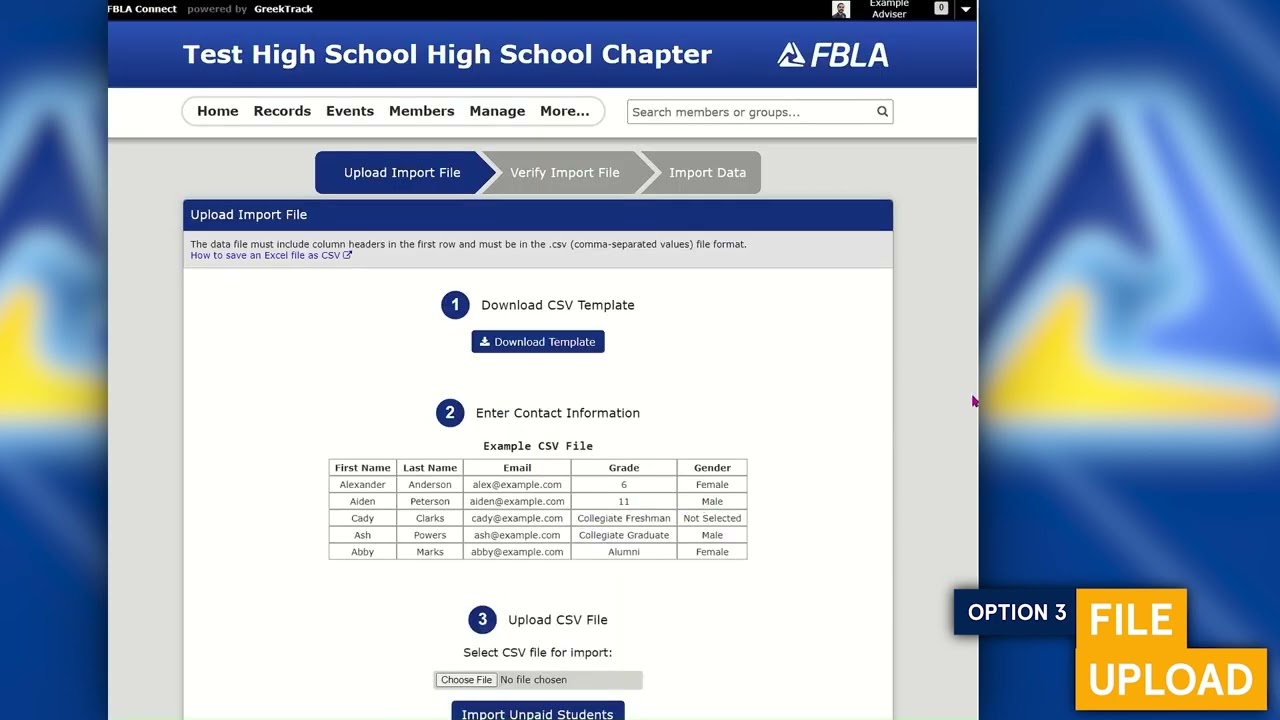 FBLA Connect Tutorial: Adding Unpaid Students