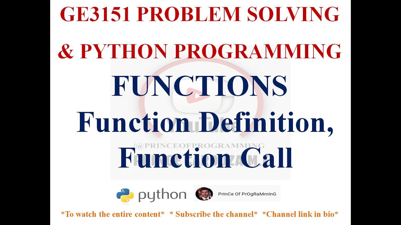 FUNCTIONS IN PYTHON | BUILT-IN FUNCTIONS | GE3151 PROBLEM SOLVING AND PYTHON PROGRAMMING NOTES