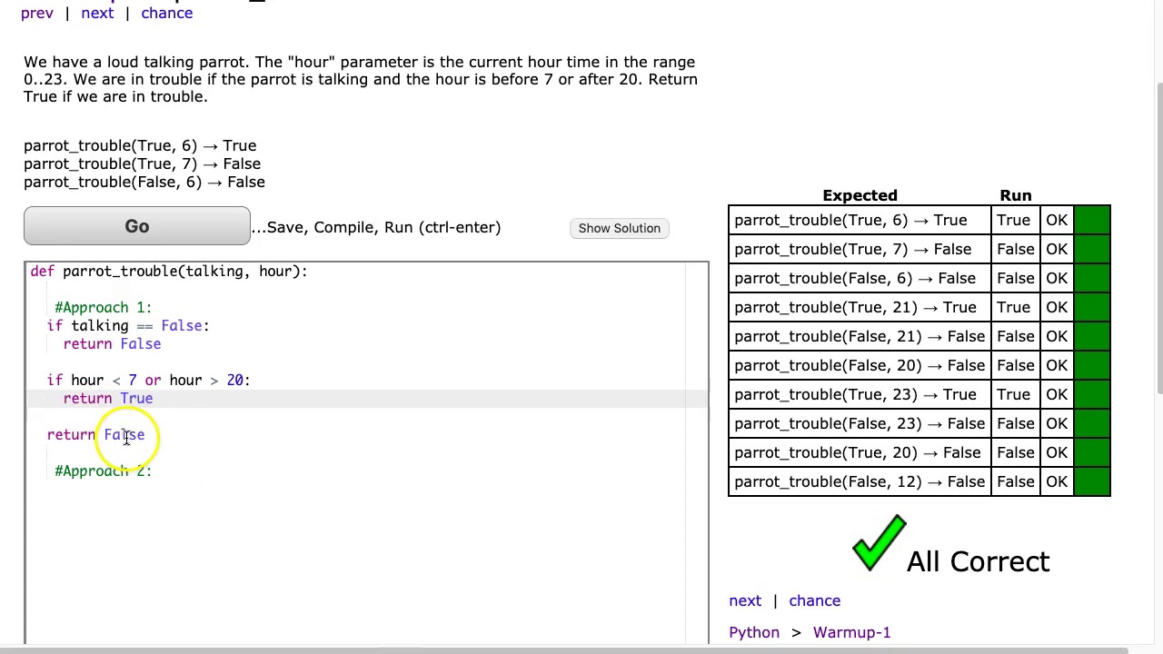Codingbat - parrot_trouble (Python)