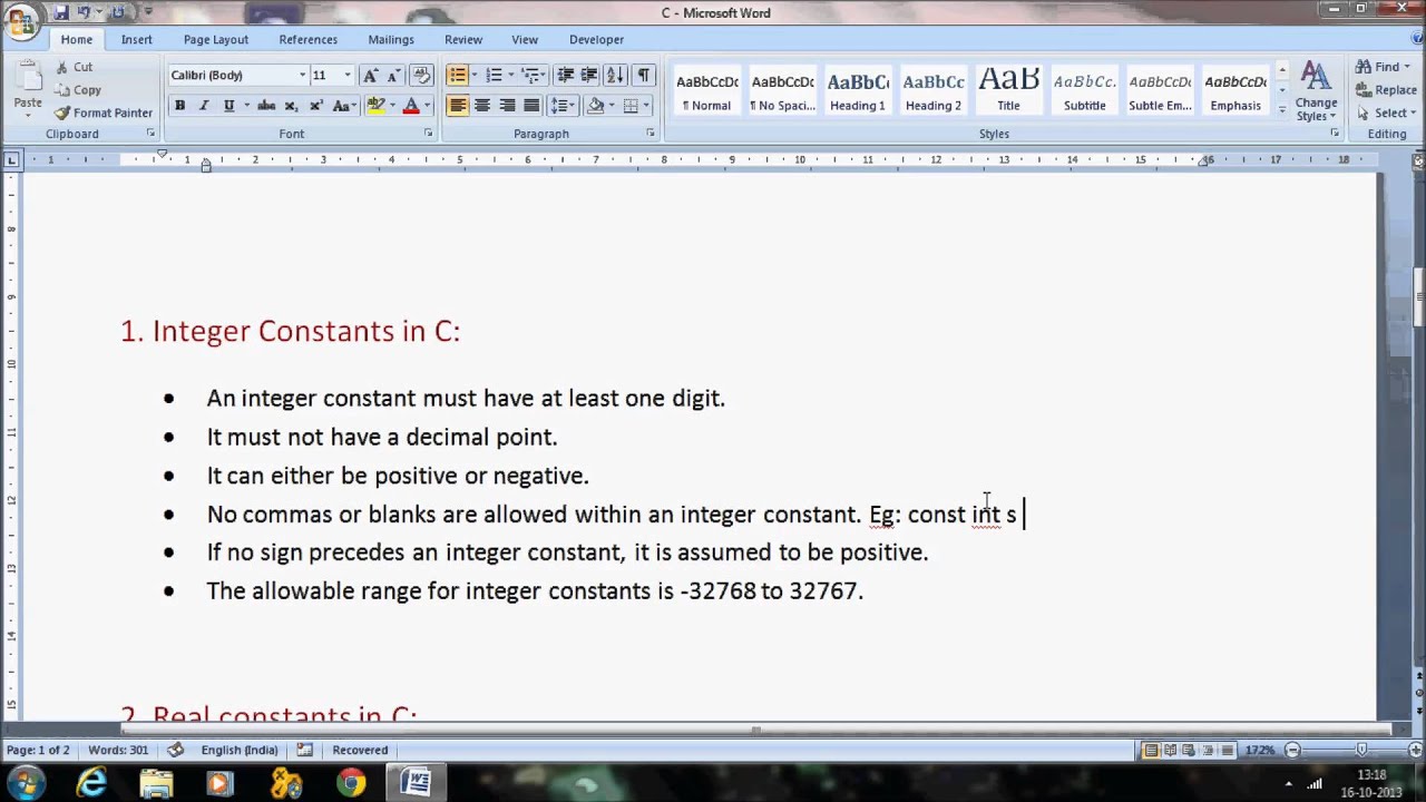 C Programming tutorial - Part 6 C Constant .