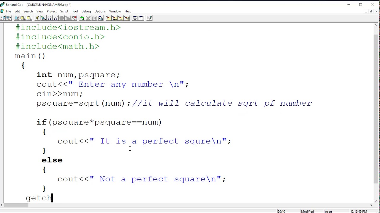 Perfect Square Program | using CPP