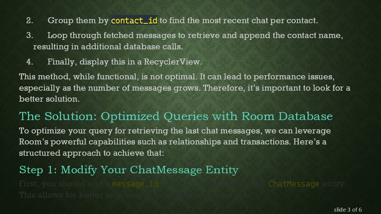Optimize Your Chat Application with Efficient Room Database Queries