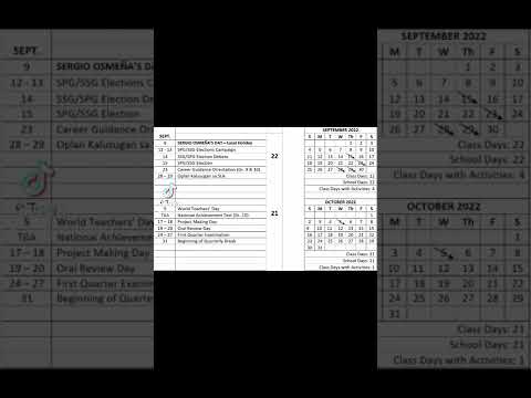 SLA School Calendar of Activities SY. 2022 - 2023