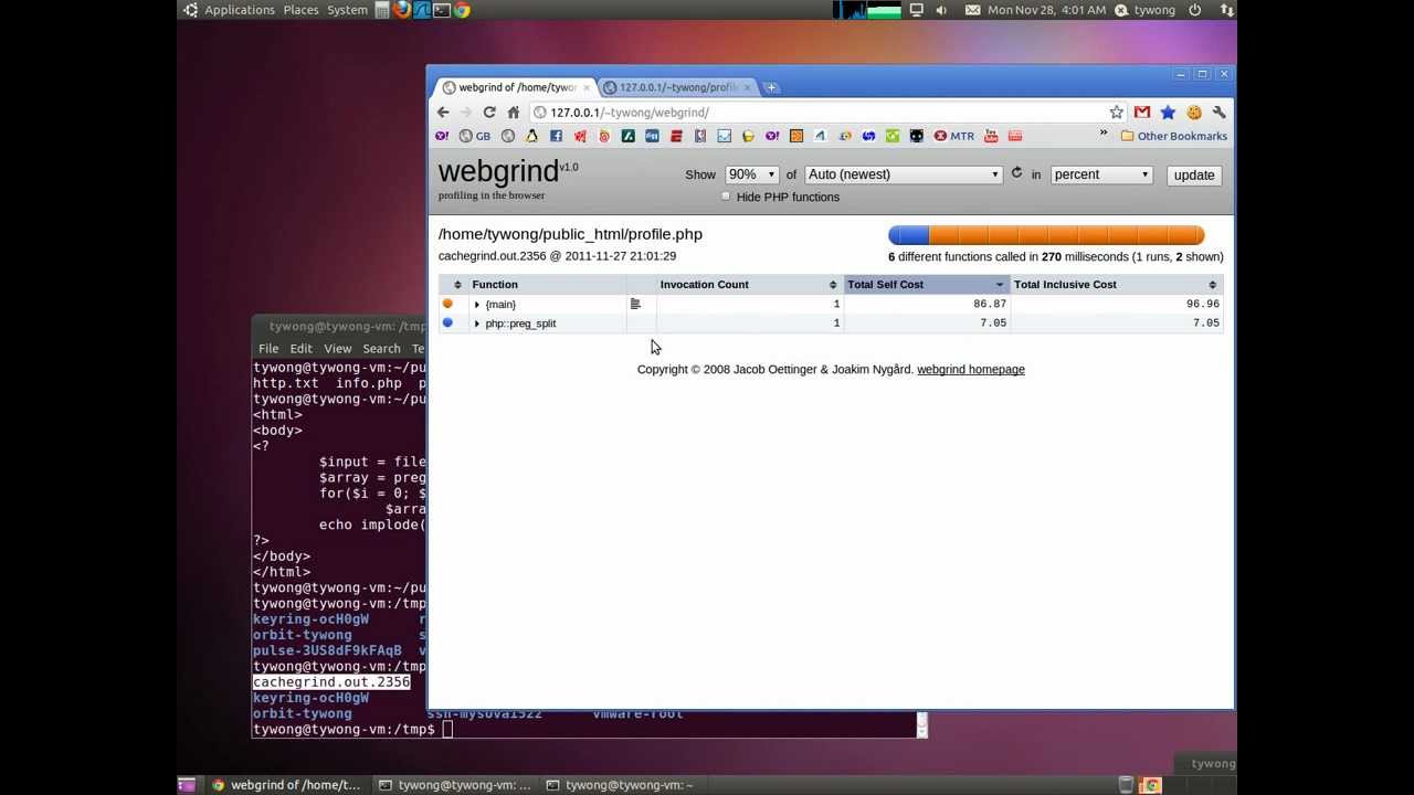 PHP Profiling with XDebug and Webgrind