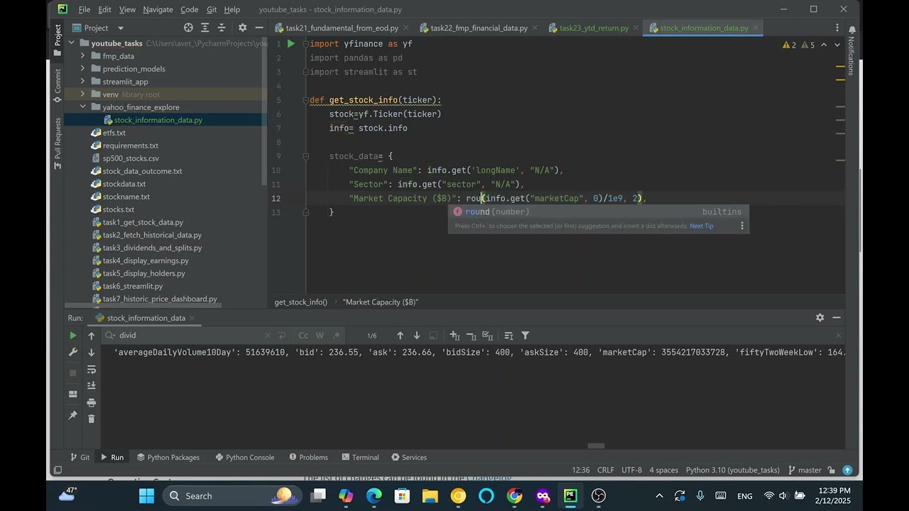 Understanding key libraries for Stock Financial data with Python