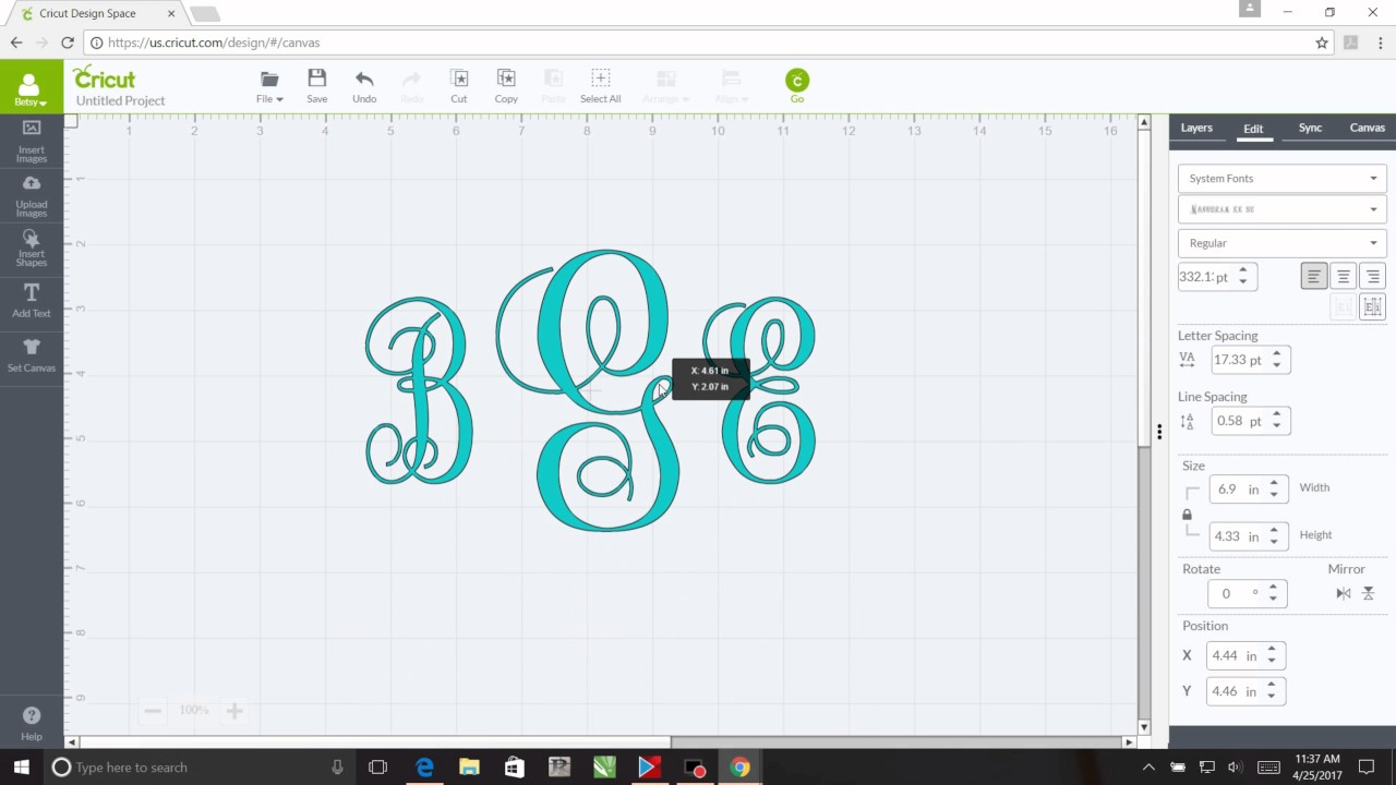 How to Create a basic Monogram using Cricut Design Space