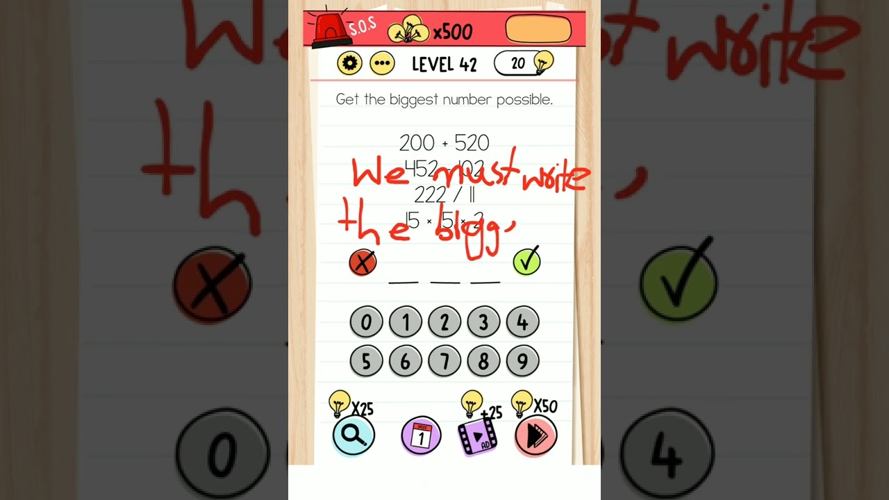 Brain test level 42..Get the biggest number possible