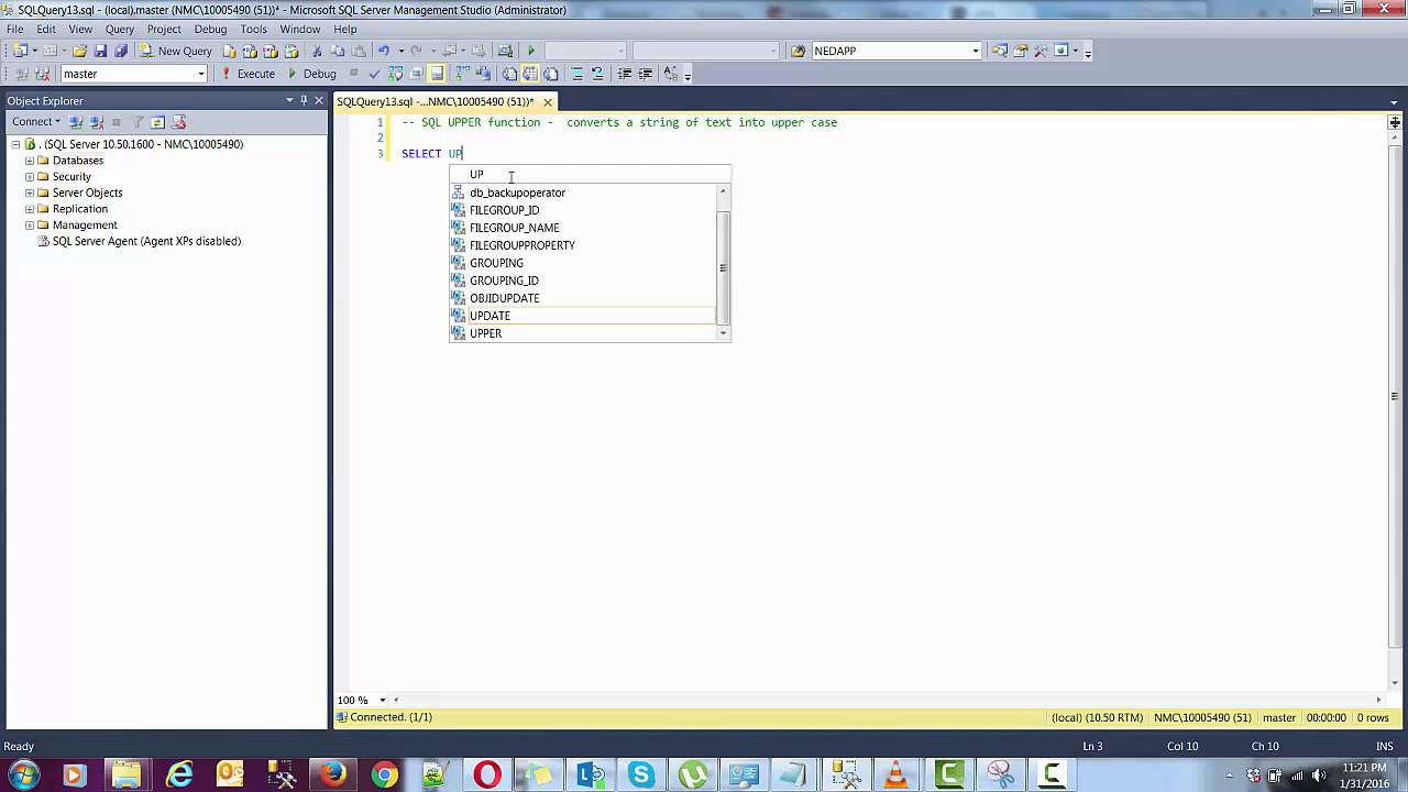 SQL Server -  UPPER Function
