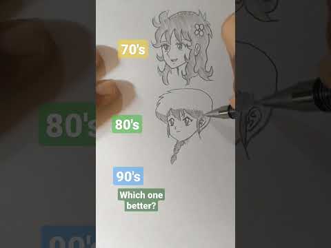 Drawing anime girls in 70's 80's qnd 90's style #shorts