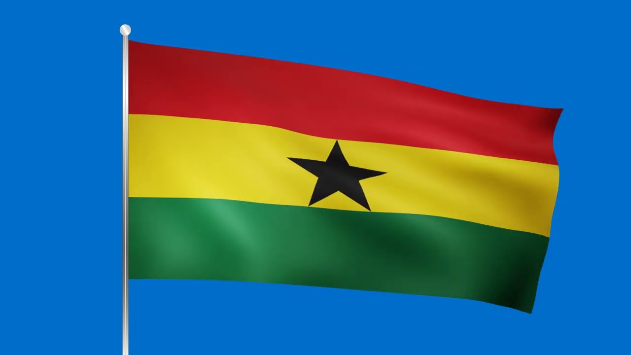 GHANA FLAG ANIMATION GREEN SCREEN (4K LOOP VIDEO)