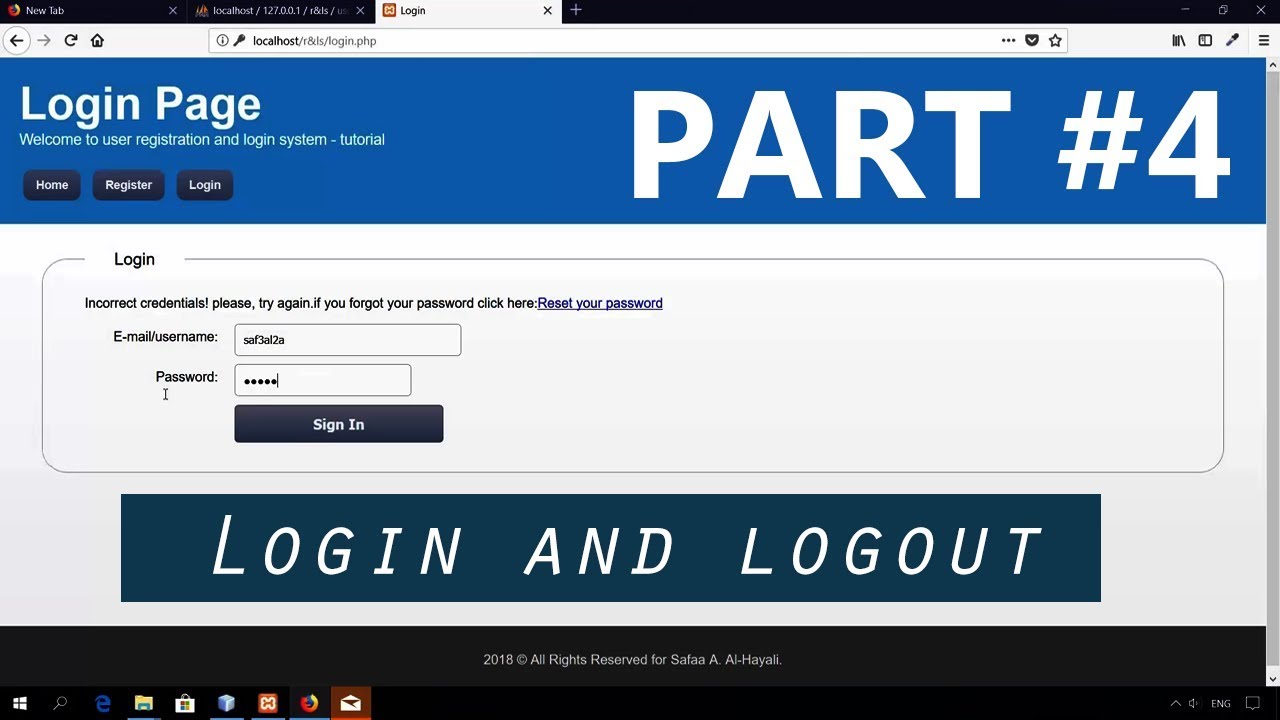 PART #4: Registration and Login System Tutorial Using PHP and MYSQL