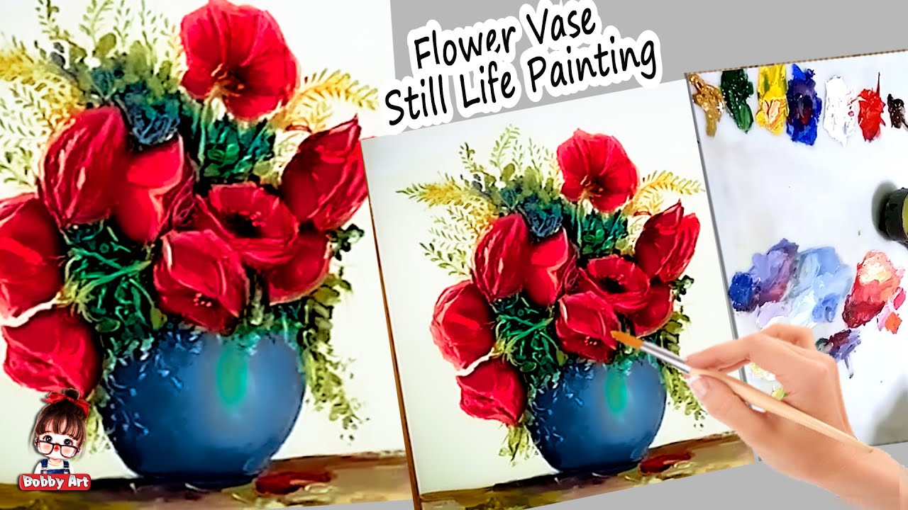 How to Paint Bouquet of Flowers | Flower Vase Still Life Painting | Flower Painting