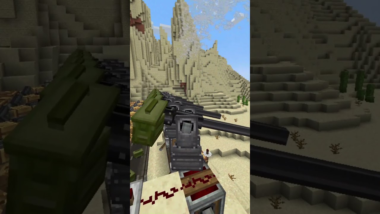 Destroying a village with a remote controlled auto cannon (in minecraft)  #create #minecraft #mod