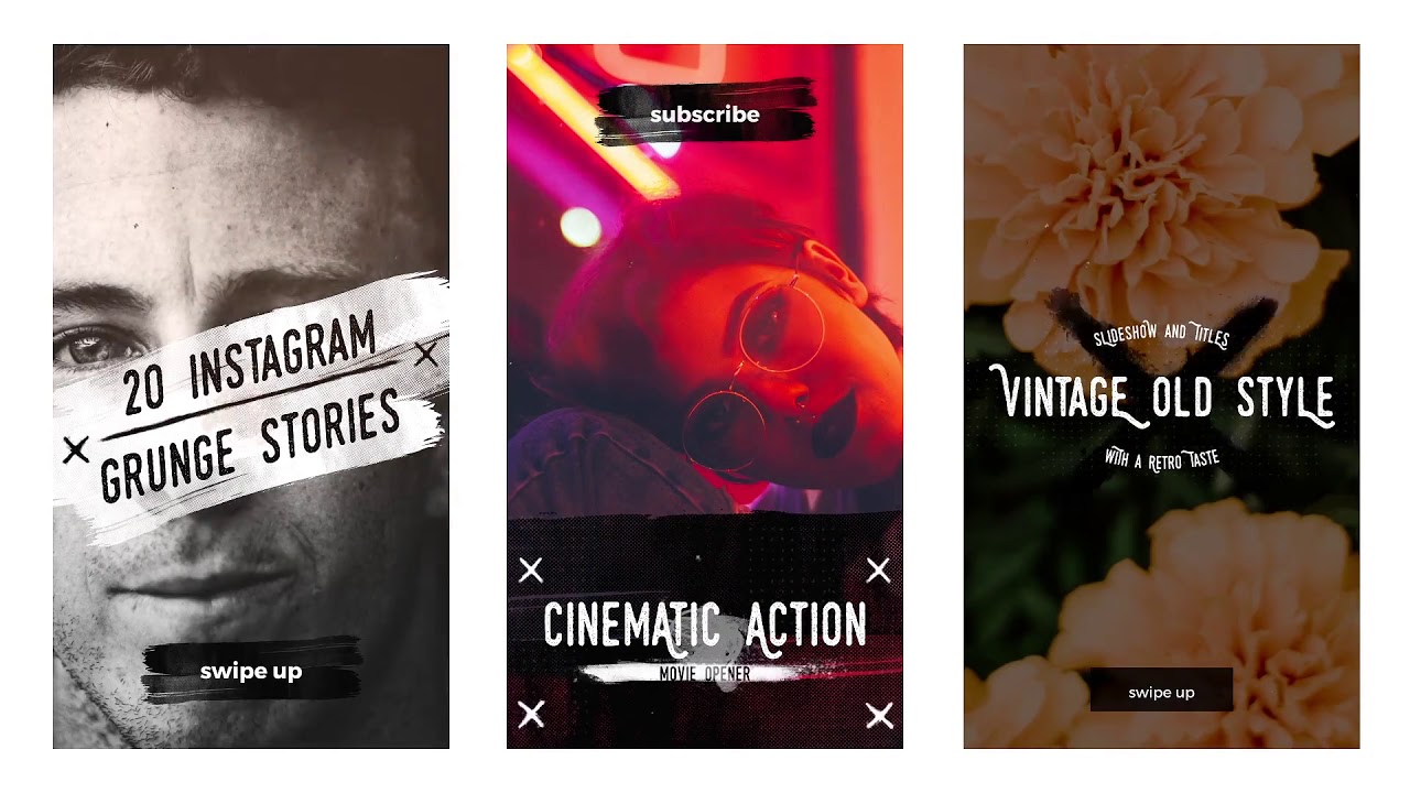 20 Instagram Grunge Stories | Adobe After Effects template Free download project
