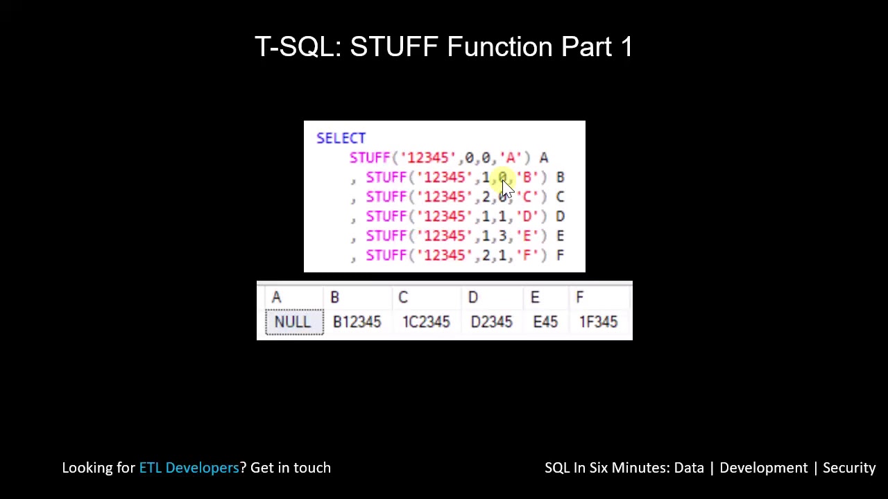 T-SQL: How To Use the STUFF Function Part 1