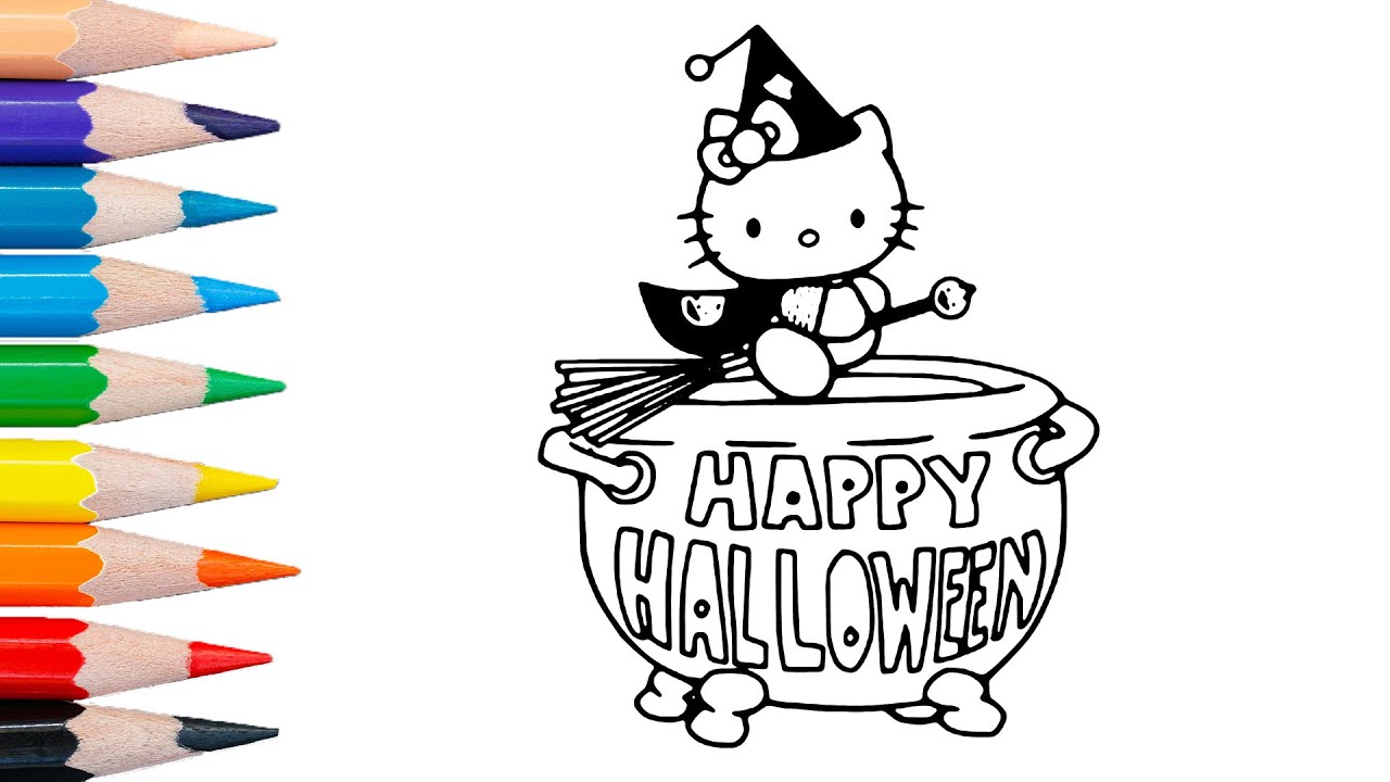 HALLOWEEN Hello Kitty coloring page / キティ・ホワイト ぬりえ / Kiti Howaito coloring page