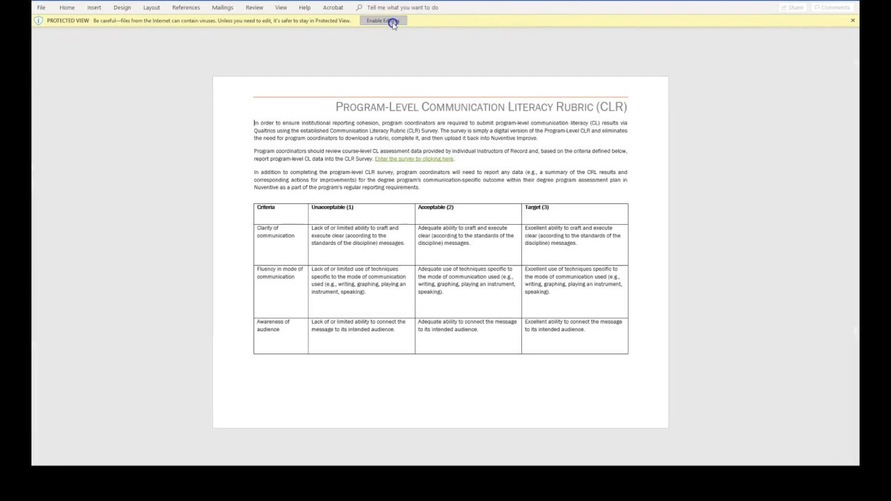 Communication Literacy Rubric