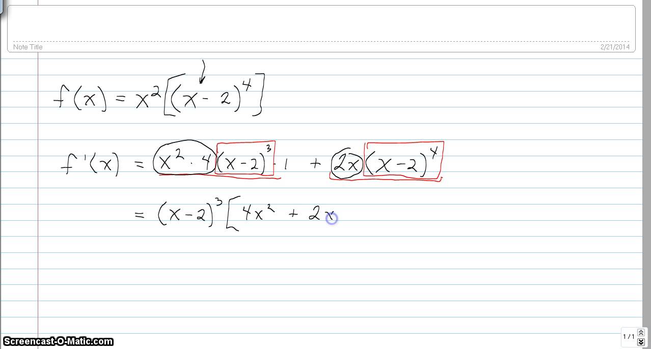 Simplifying a Derivative Using the Product Rule