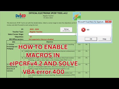 How to Enable all Macros and Solve VBA Error 400 in eIPCRFv4 2